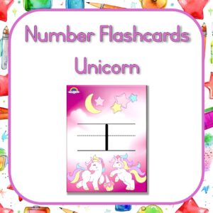Number Themed Flashcards – Unicorn – Skool Pret