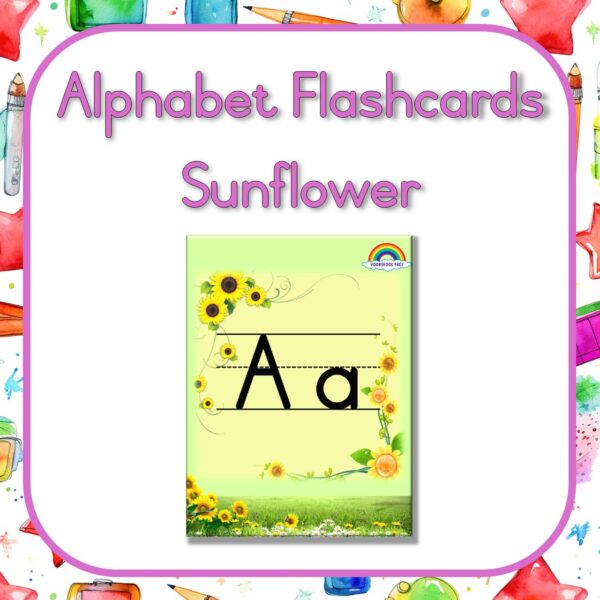 Alphabet Themed Flashcards – Sunflower – Skool Pret